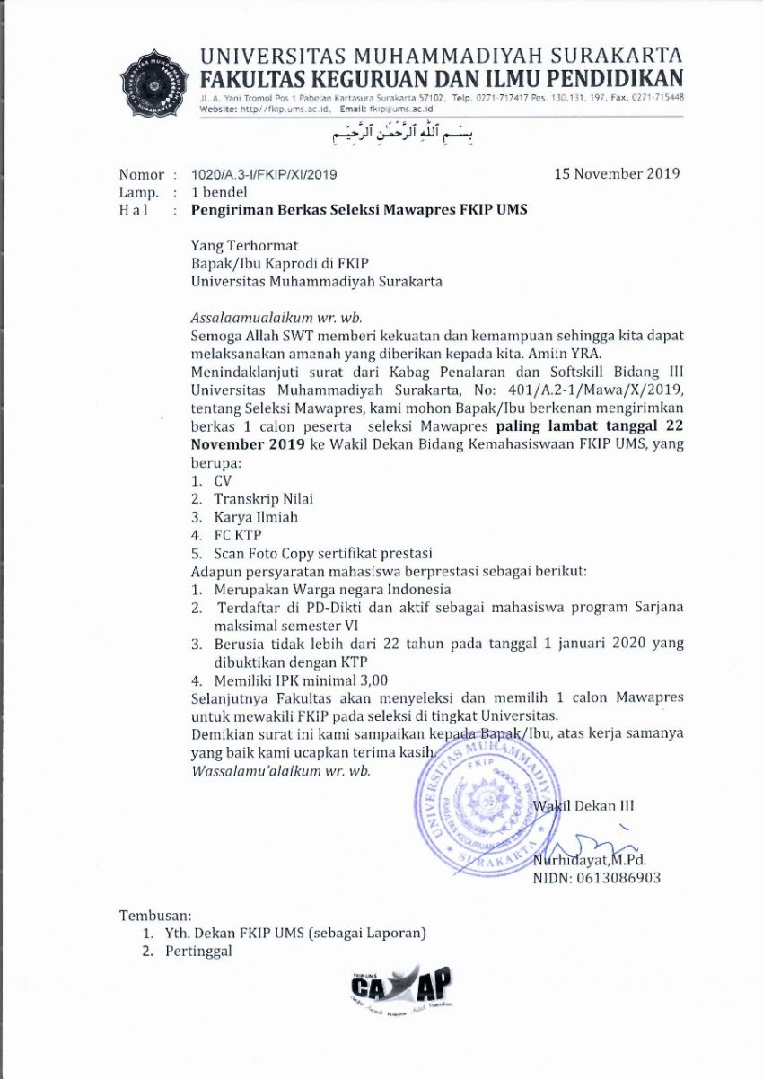 Persyaratan Berkas Seleksi Mawapres FKIP UMS – Pendidikan Bahasa dan ...